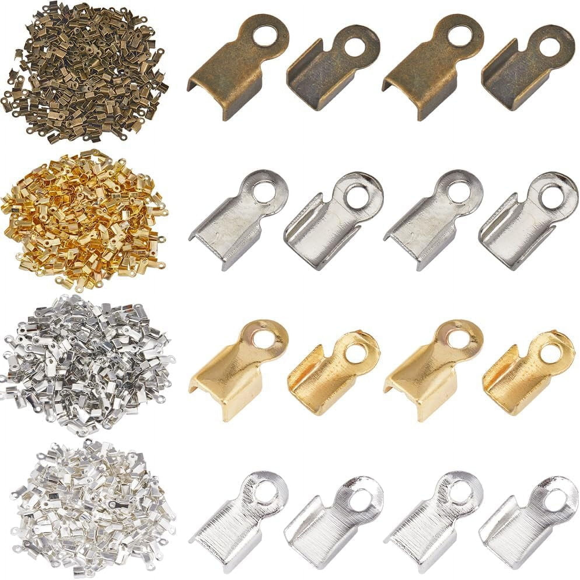 1 Box 1200Pcs 4 Colors 3mm Fold Over Cord Ends Crimp End Findings ...