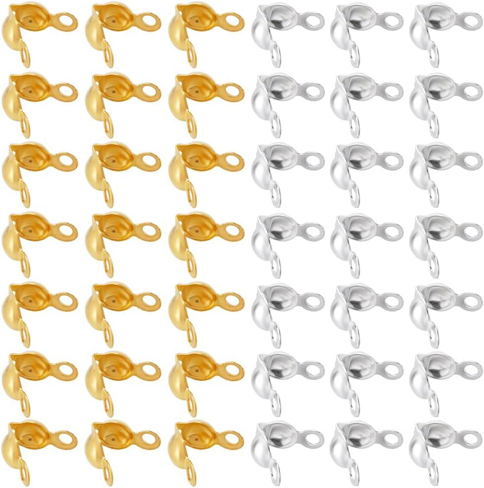 1 Box 1200Pcs Bead Tip Cap Beads Tips Knot Covers Gold Silver Open ...