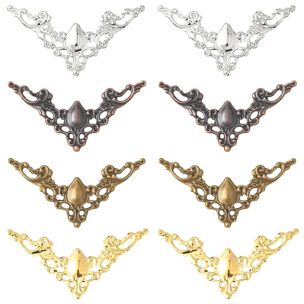 1 Box 120Pcs 4 Colors Book Corner Protector Metal Filigree Charms Bulk ...