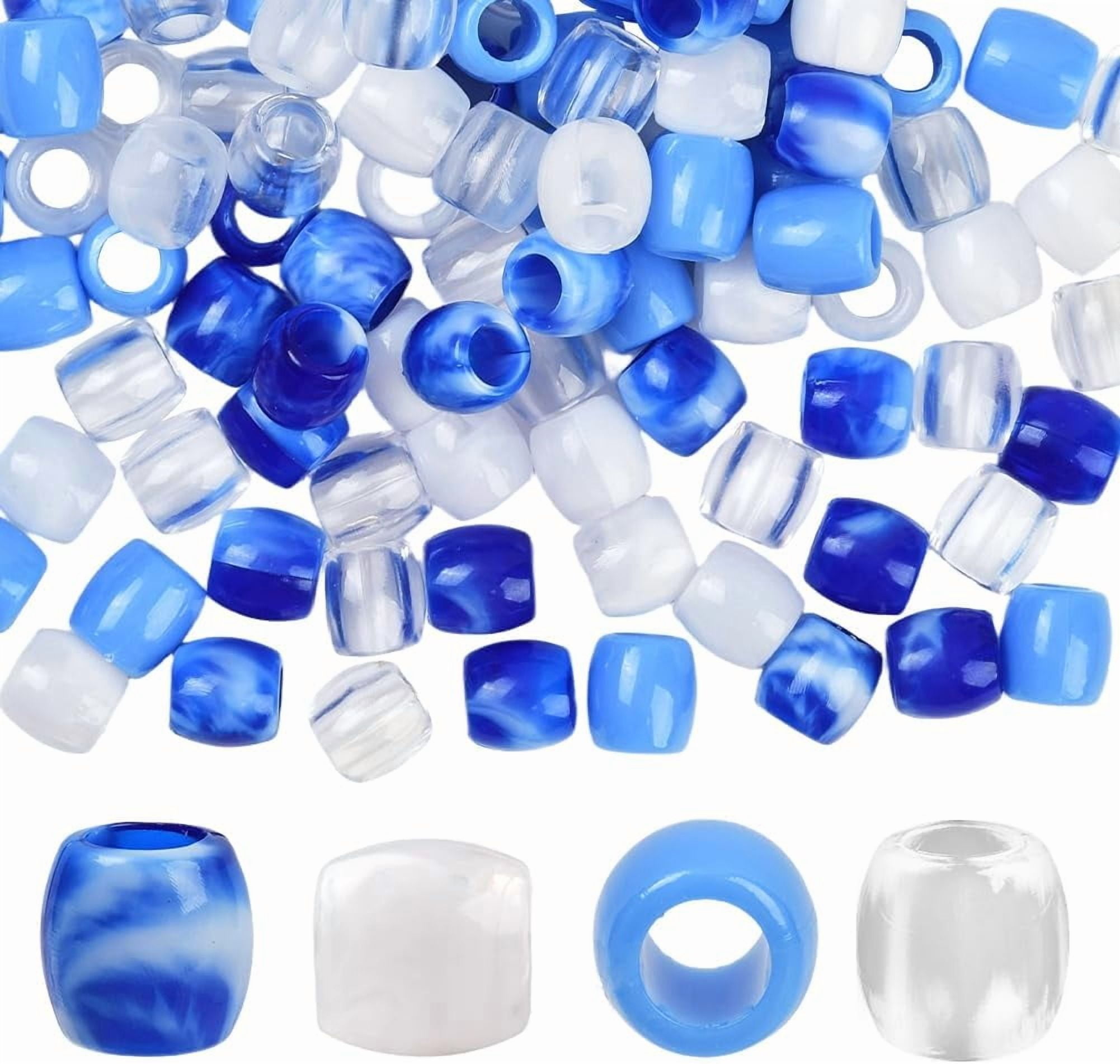 1 Box 120Pcs 4 Colors Large Hole Braid Beads Resin Hair Beads Bulk Blue ...