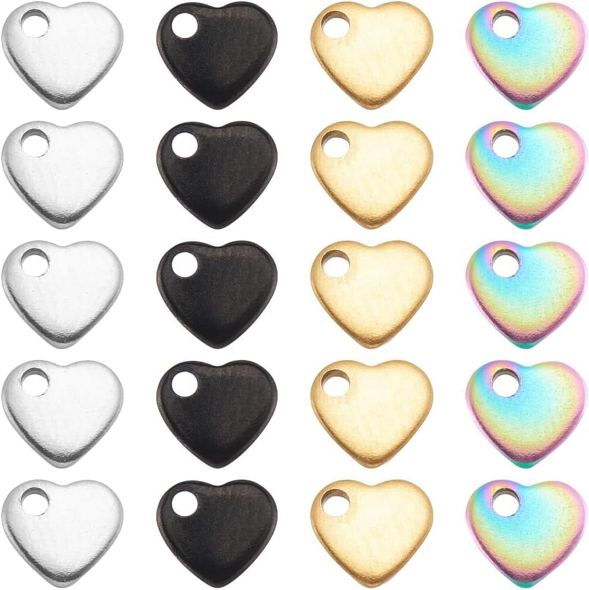 1 Box 120Pcs 4 Colors Stainless Steel Heart Charms Tiny Hearts Charms ...
