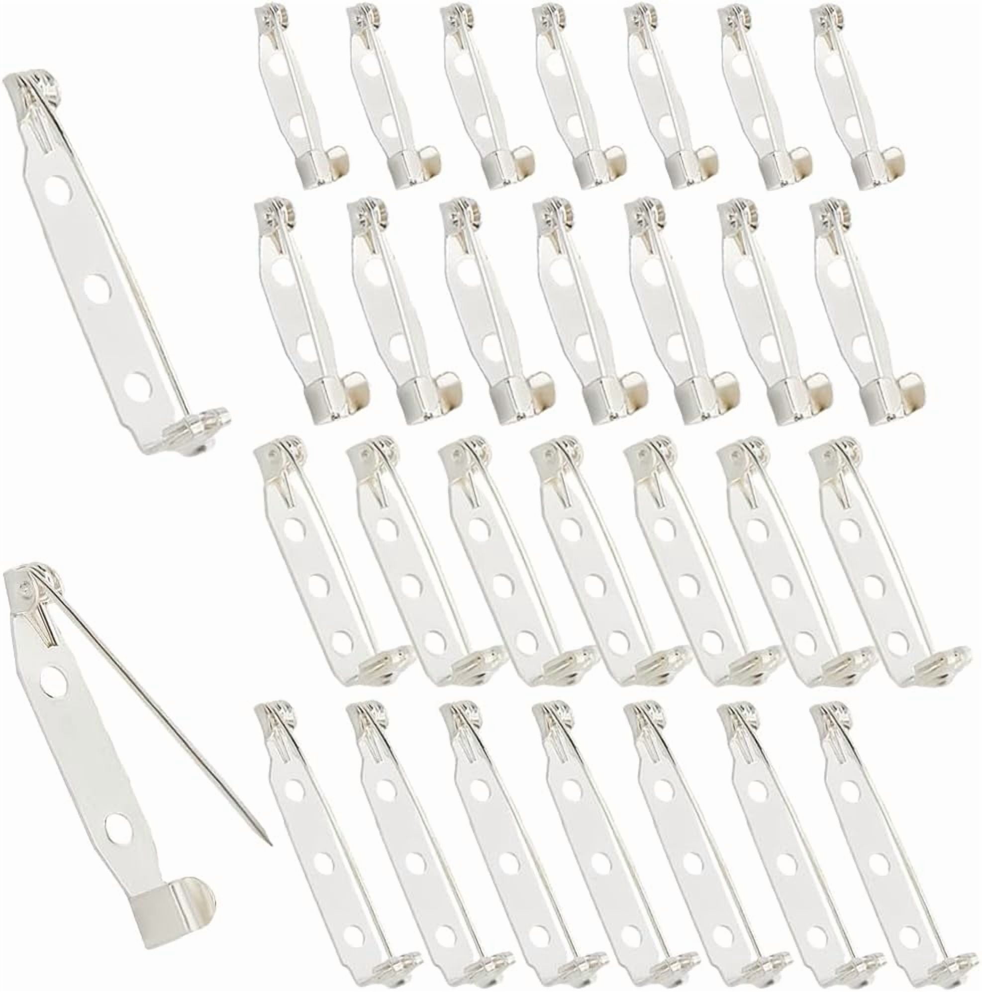 1 Box 120Pcs 4 Styles Brooch Bar Pins Silver Locking Pin Back Metal ...