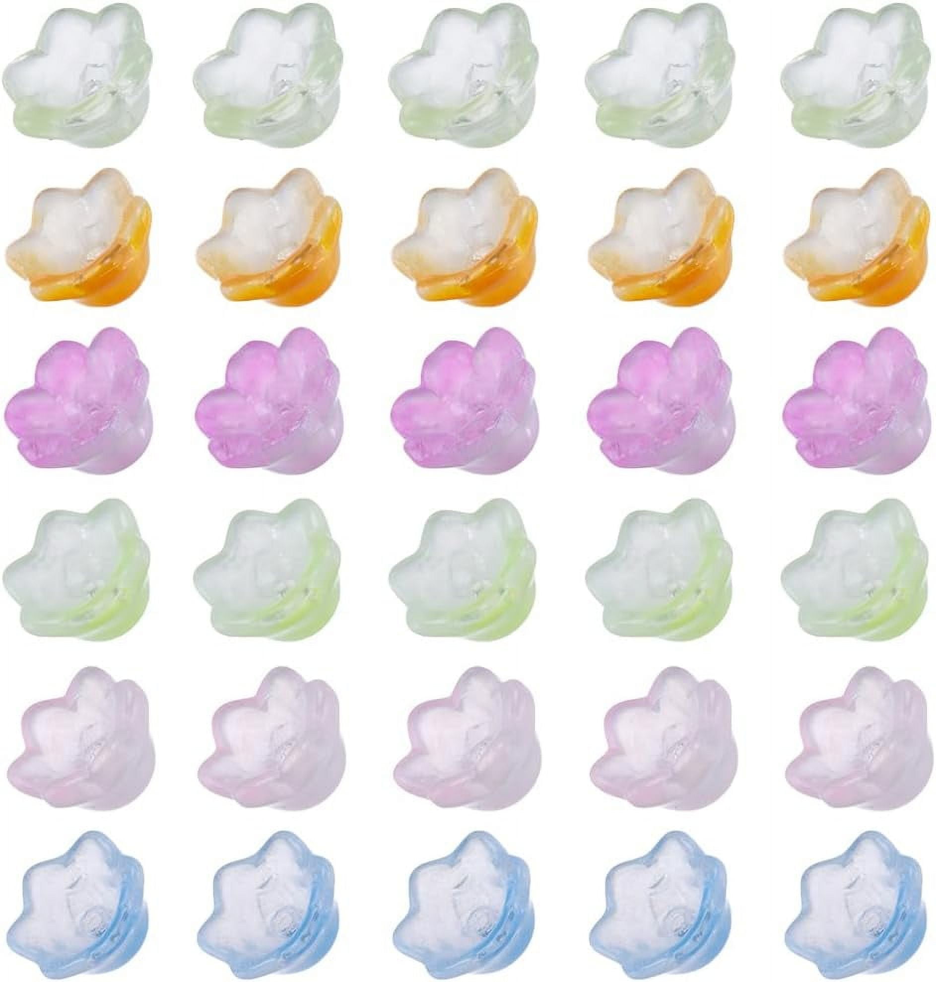 1 Box 120Pcs 6 Colors Flower Beads Glass Bell Flower Bead Caps Colorful ...
