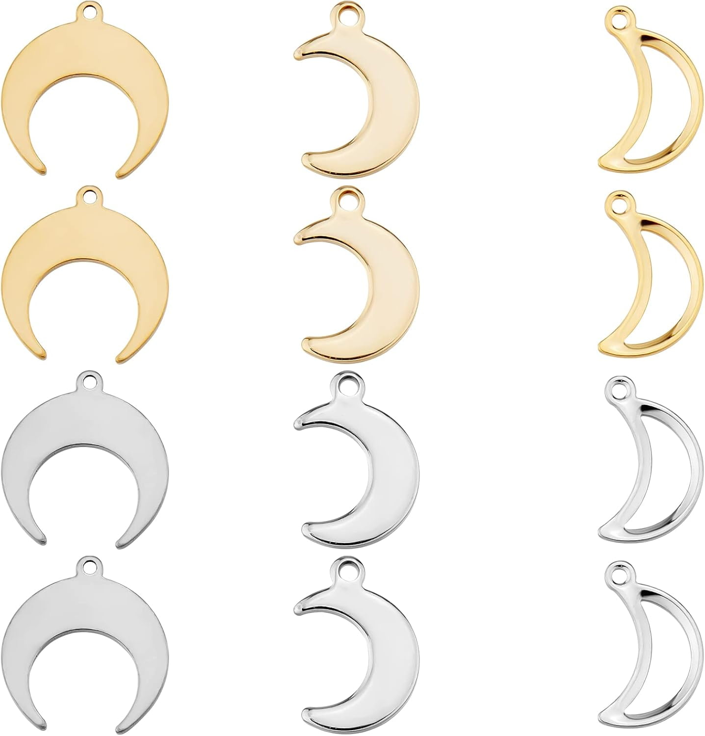 1 Box 120Pcs 6 Styles Crescent Moon Charms Gold Moon Charms Bulk Hollow ...