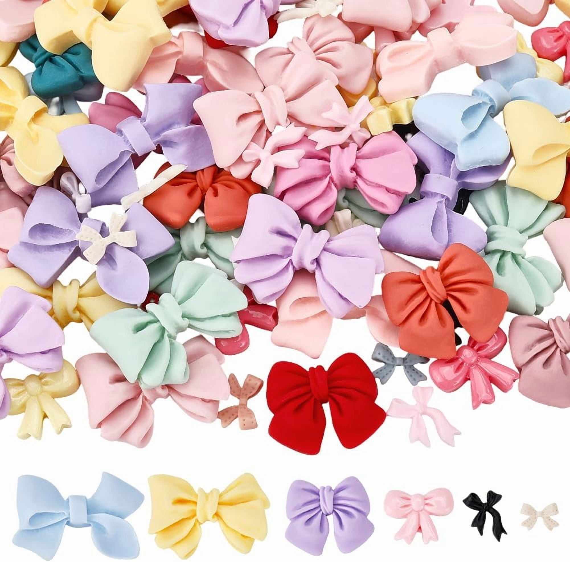 1 Box 120Pcs 6 Styles Resin Beads Small Plastic Charms Bulk Pastel ...