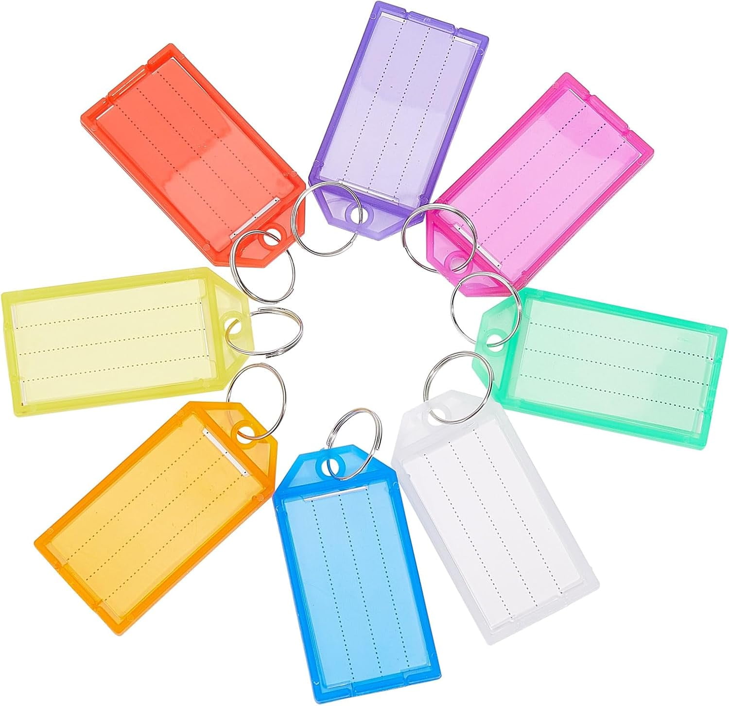 1 Box 120Pcs 8 Colors Plastic Key Tags with Window Split Ring and Label ...
