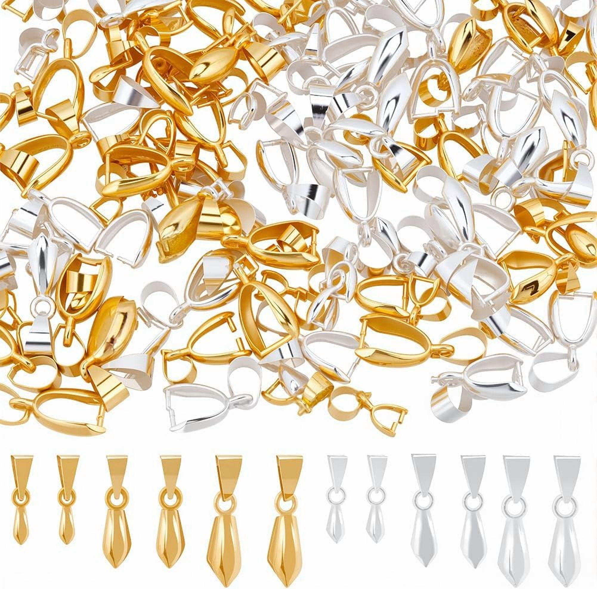 1 Box 120Pcs Brass Pendant Pinch Bails Clasp Bail Connector Clips Metal ...