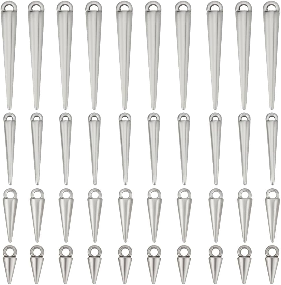 1 Box 120Pcs Cone Charms Long Silver Spike Charms Gothic Tibetan ...