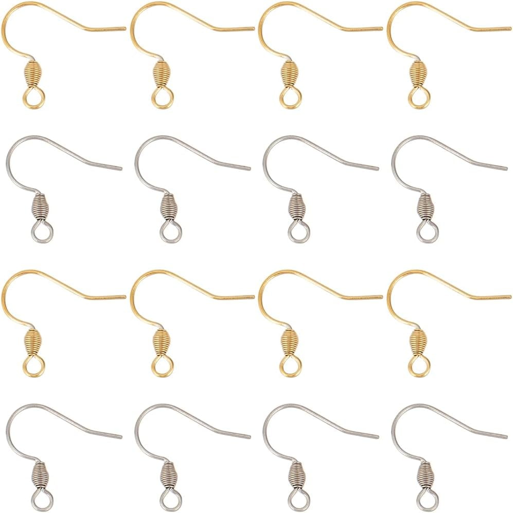 1 Box 120Pcs French Earring Wires Stainless Steel Earring Hooks Silver ...