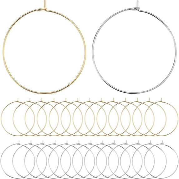 1 Box 120Pcs Real 18K Gold Plated Hoop Earring Findings 35mm 316 ...