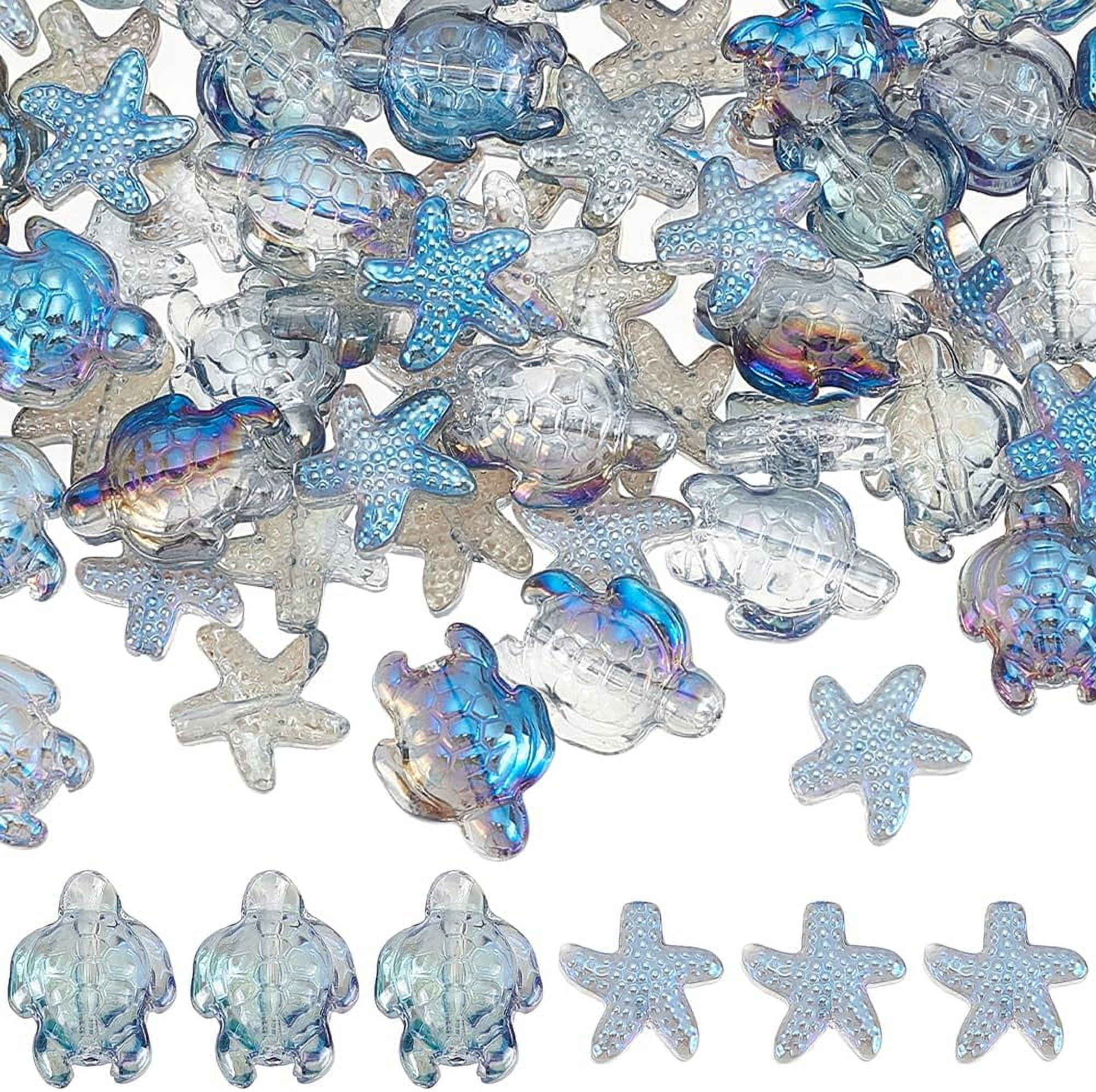 1 Box 120Pcs Sea Turtle Beads Bulk Starfish Bead Charms Glass Ocean ...