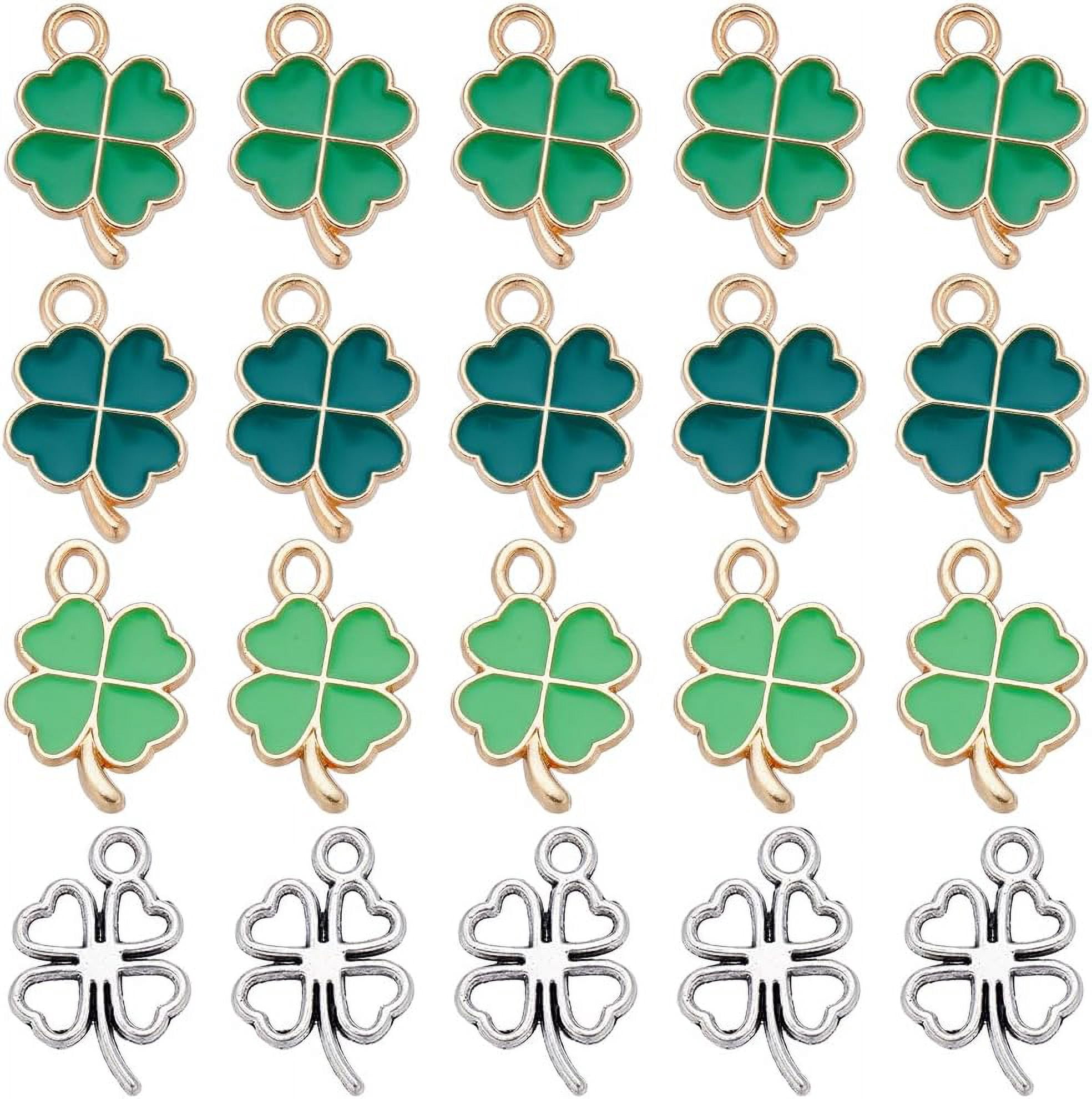 1 Box 120Pcs St Patrick Day Charms Enamel Four Leaf Clover Charm Hollow ...