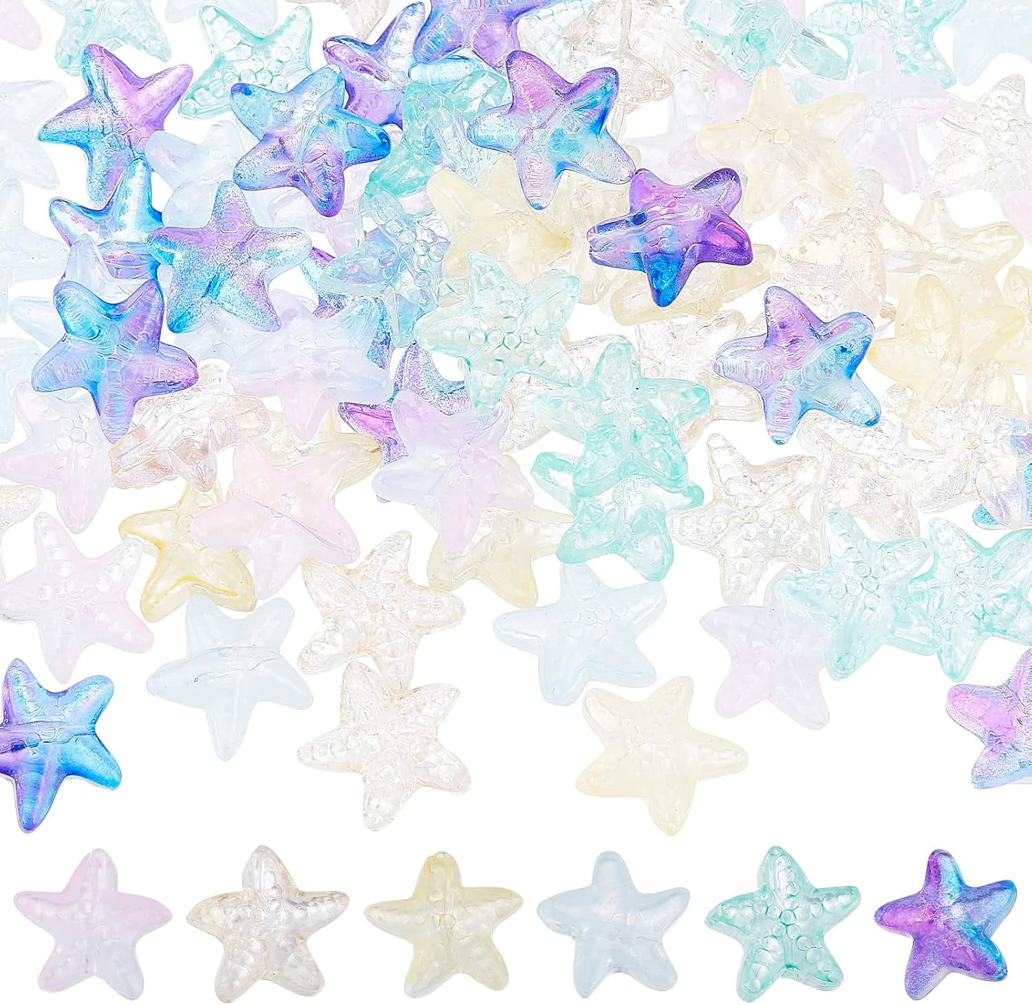 1 Box 120Pcs Starfish Beads Starfish Bead Glass Star Sea Ocean Animal ...