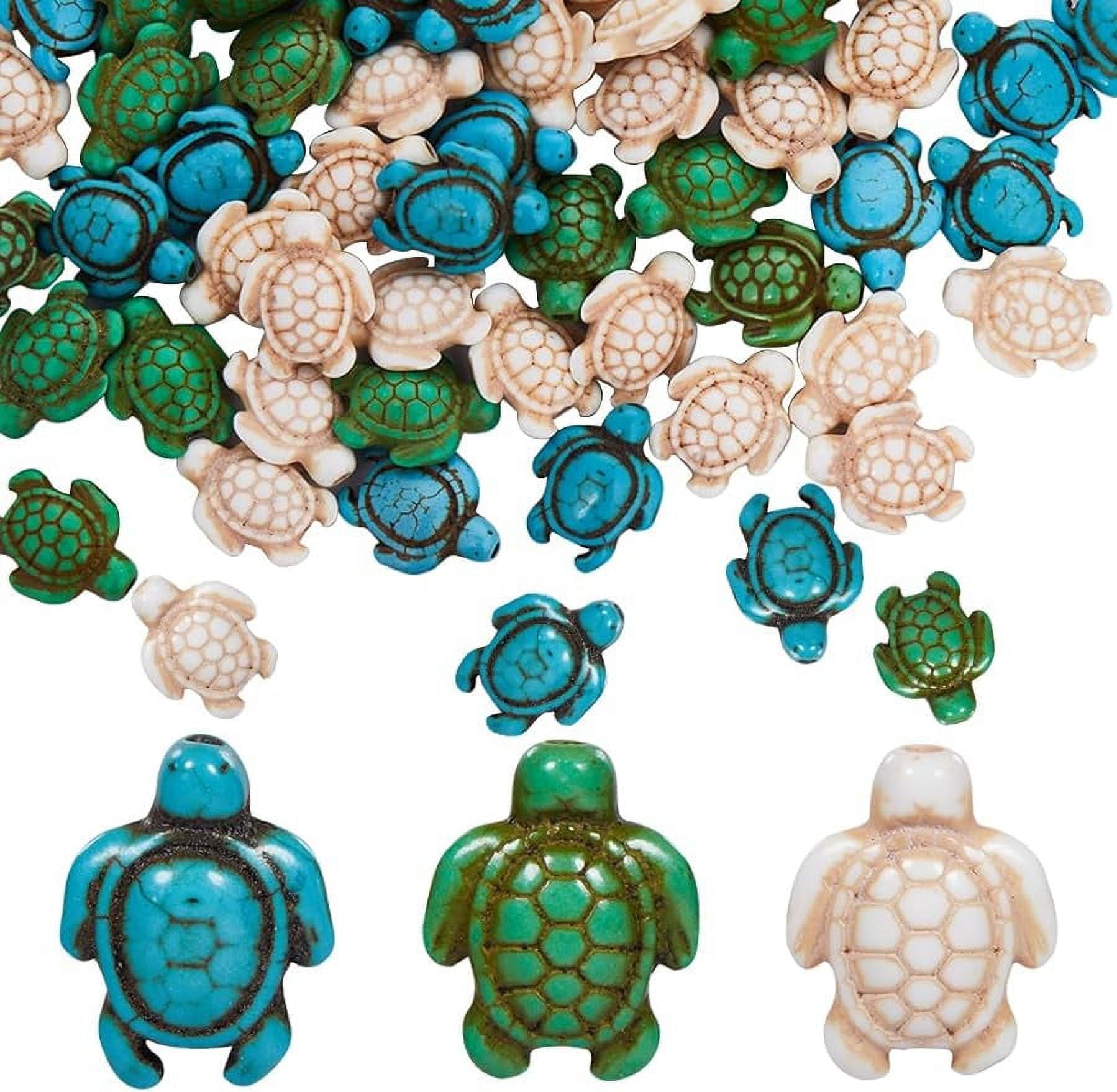 1 Box 120Pcs Turtle Beads Bulk Sea Turtle Charms Blue Green White Beads ...