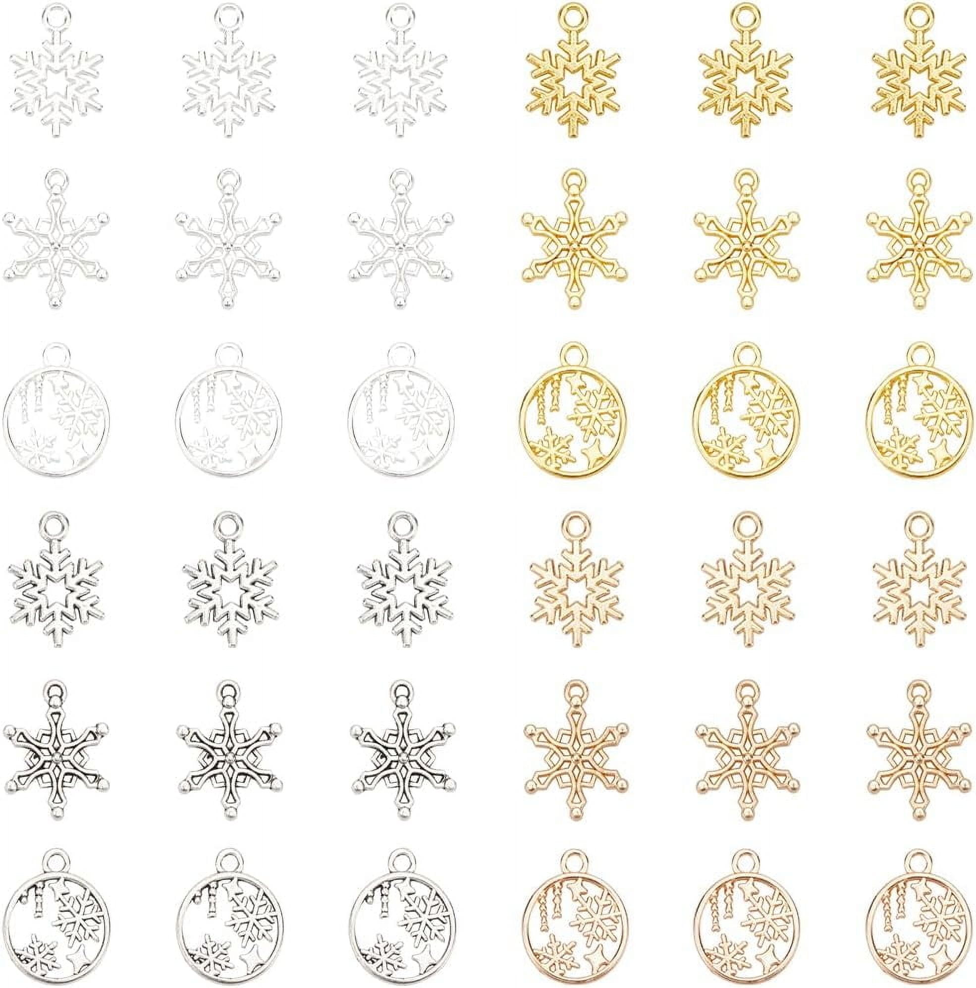 1 Box 120Pcs Winter Snowflake Charms Gold Christmas Charm Bulk Alloy ...