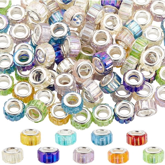 1 Box 120pcs Large Hole Faceted Beads European Spacer Beads Colorful ...