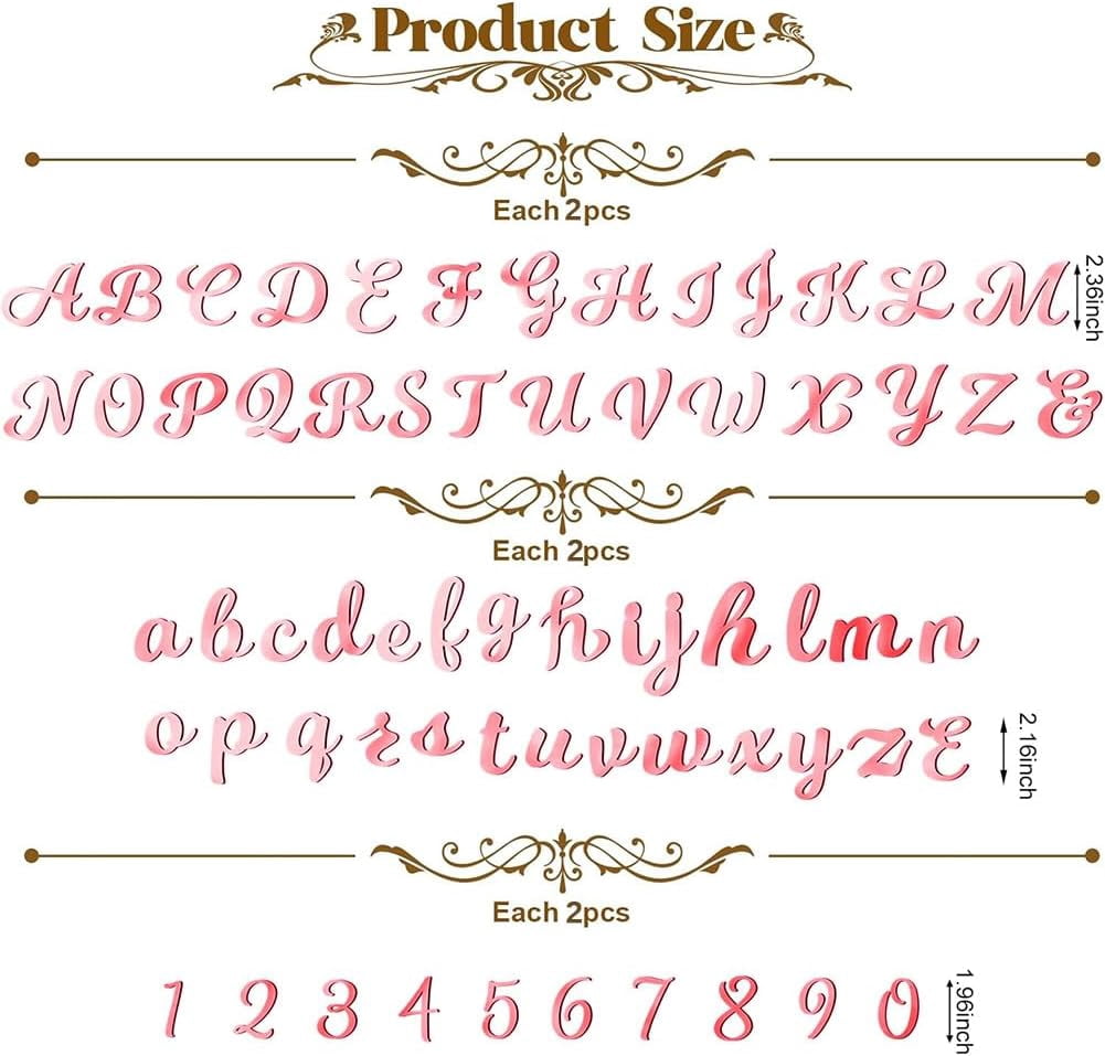 1 Box 128Pcs 63 Styles Letter Cake Topper Pink Acrylic Number Cupcake ...