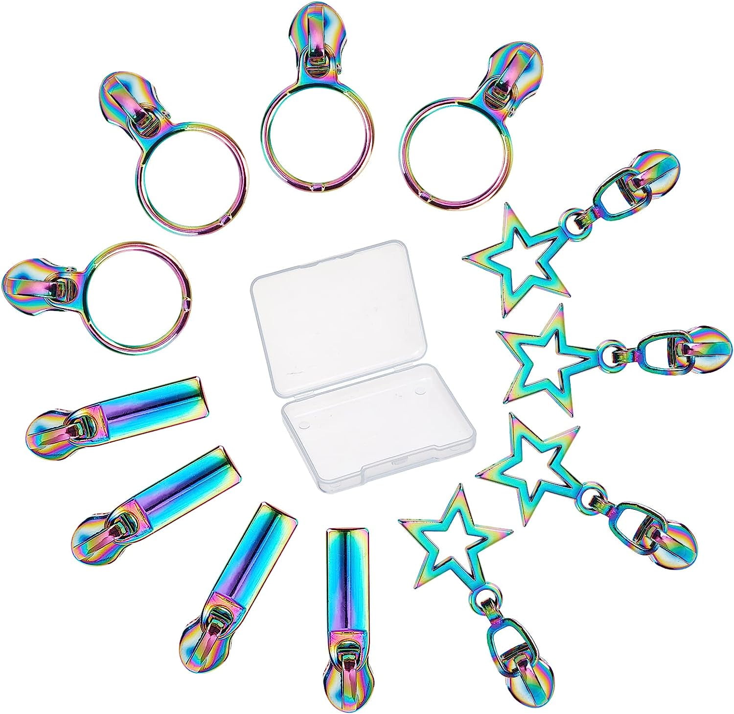 1 Box 12PCS Rainbow Zipper Pulls #3#5 Sliders Auto Lock Zipper Pull ...