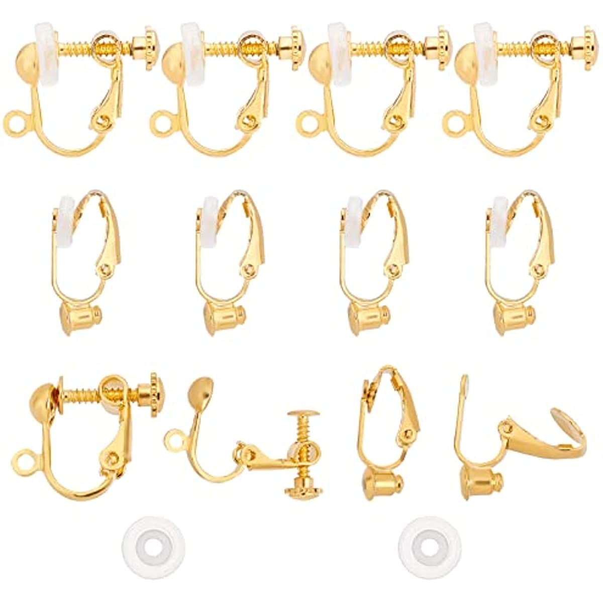 1 Box 12Pcs 2 Style Clip-on Earring Findings Stud Clip On Earring ...