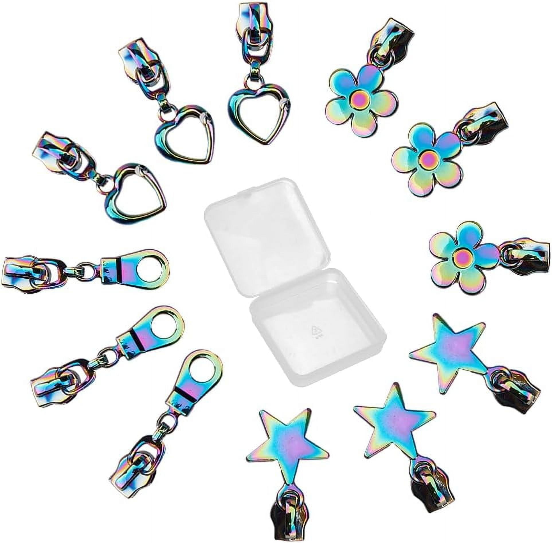 1 Box 12Pcs 4 Styles #5 Rainbow Zipper Star Flower Heart Teardrop Shape ...