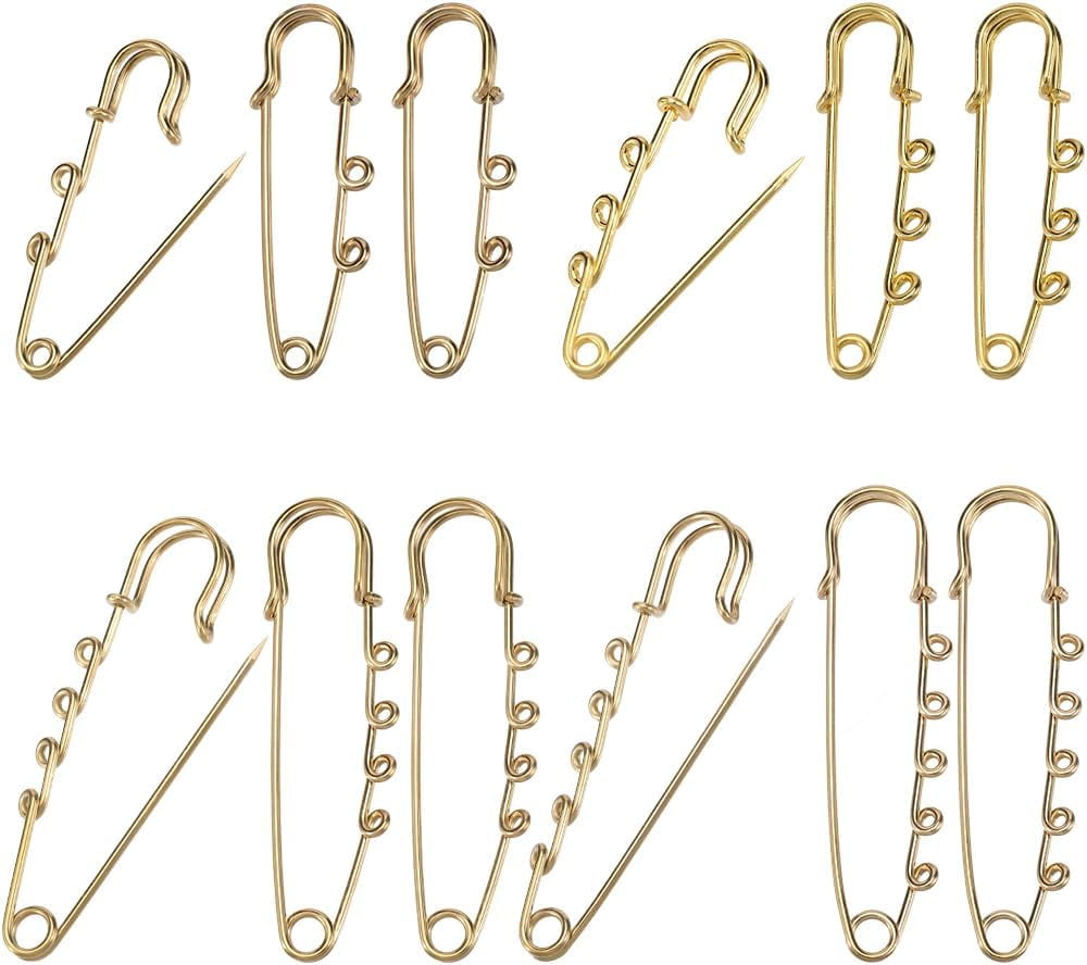 1 Box 12Pcs 4 Styles Gold Kilt Pin Stainless Steel Safety Pins Bulk ...