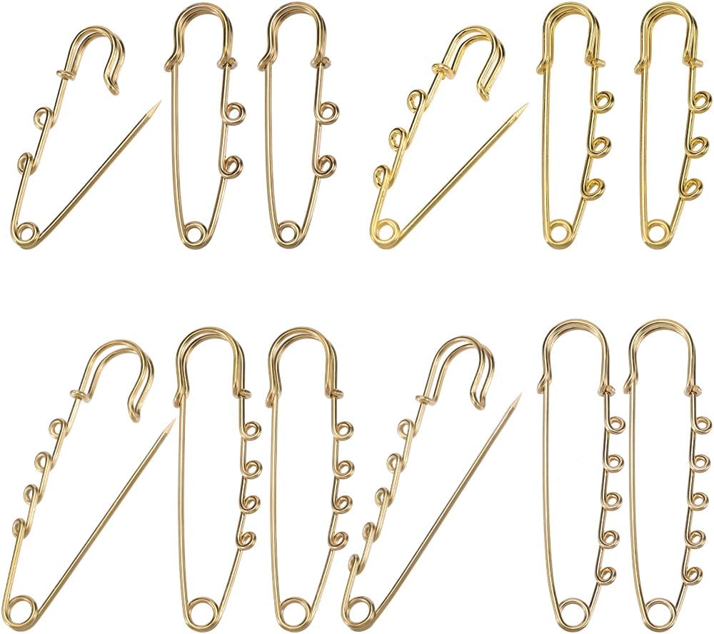 1 Box 12Pcs 4 Styles Gold Kilt Pin Stainless Steel Safety Pins Bulk ...