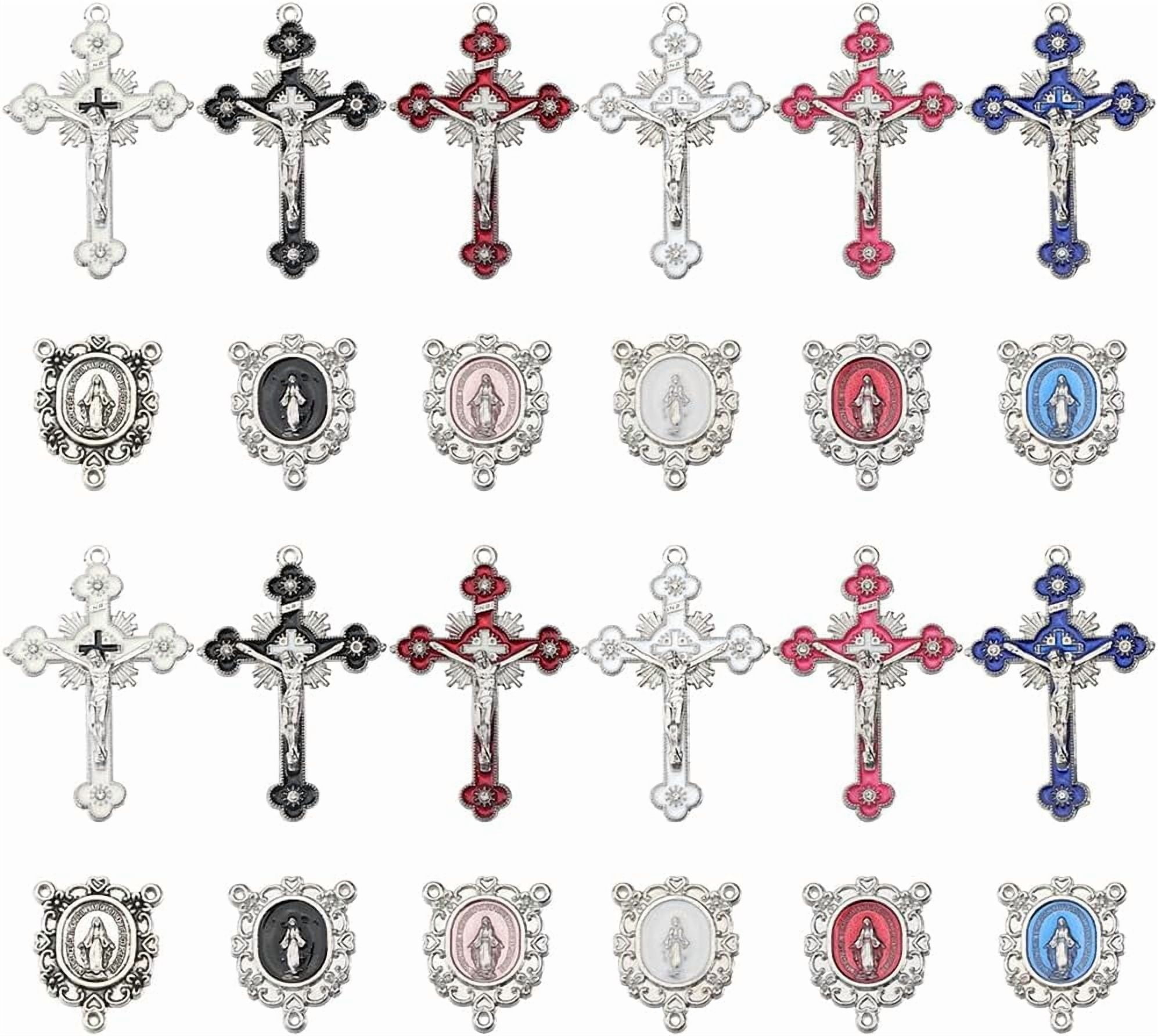 1 Box 12Pcs 6 Colors 2 Styles Rosary Charms Easter Medal Charms Tibetan ...