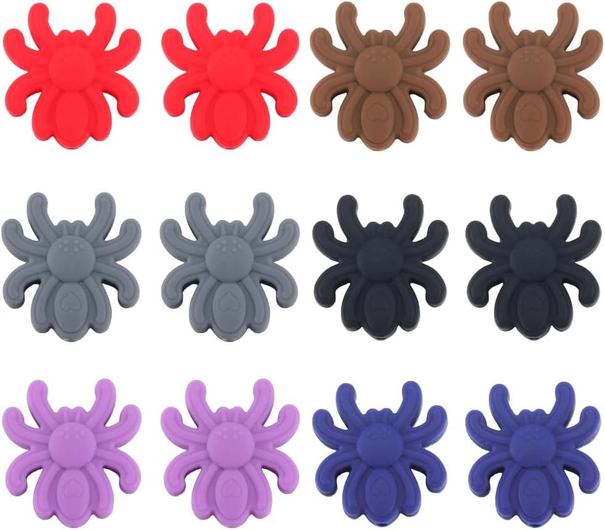 1 Box 12Pcs 6 Styles Animal Shaped Beads Silicone Spider Beads Bulk ...