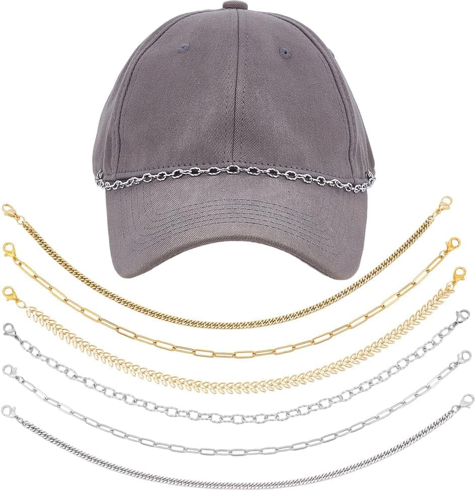 1 Box 12Pcs 6 Styles Trucker Hat Chains Baseball Hat Chain Gold Silver ...