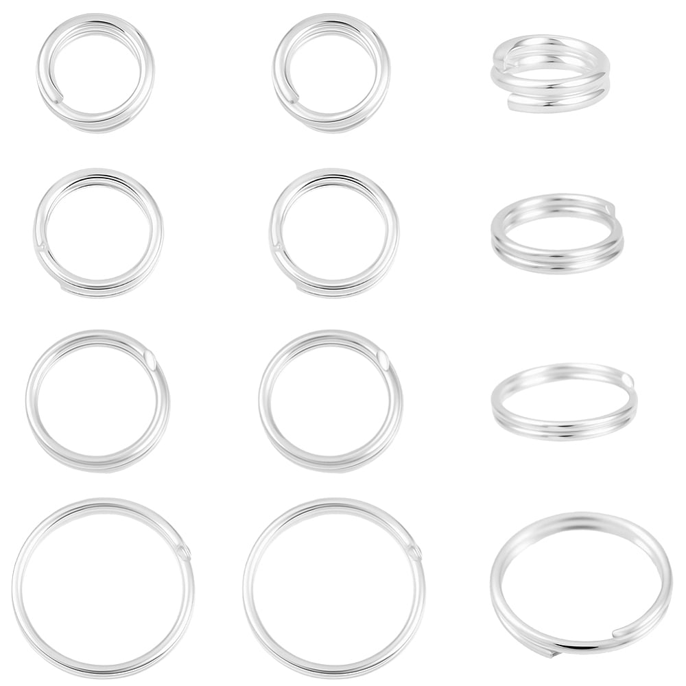 1 Box 12Pcs 925 Sterling Silver Split Rings 4 Sizes Double Loops Ring ...