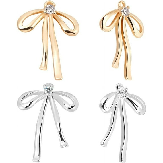1 Box 12Pcs Bowknot Charms Real 18K Gold and 925 Sterling Sliver Plated ...
