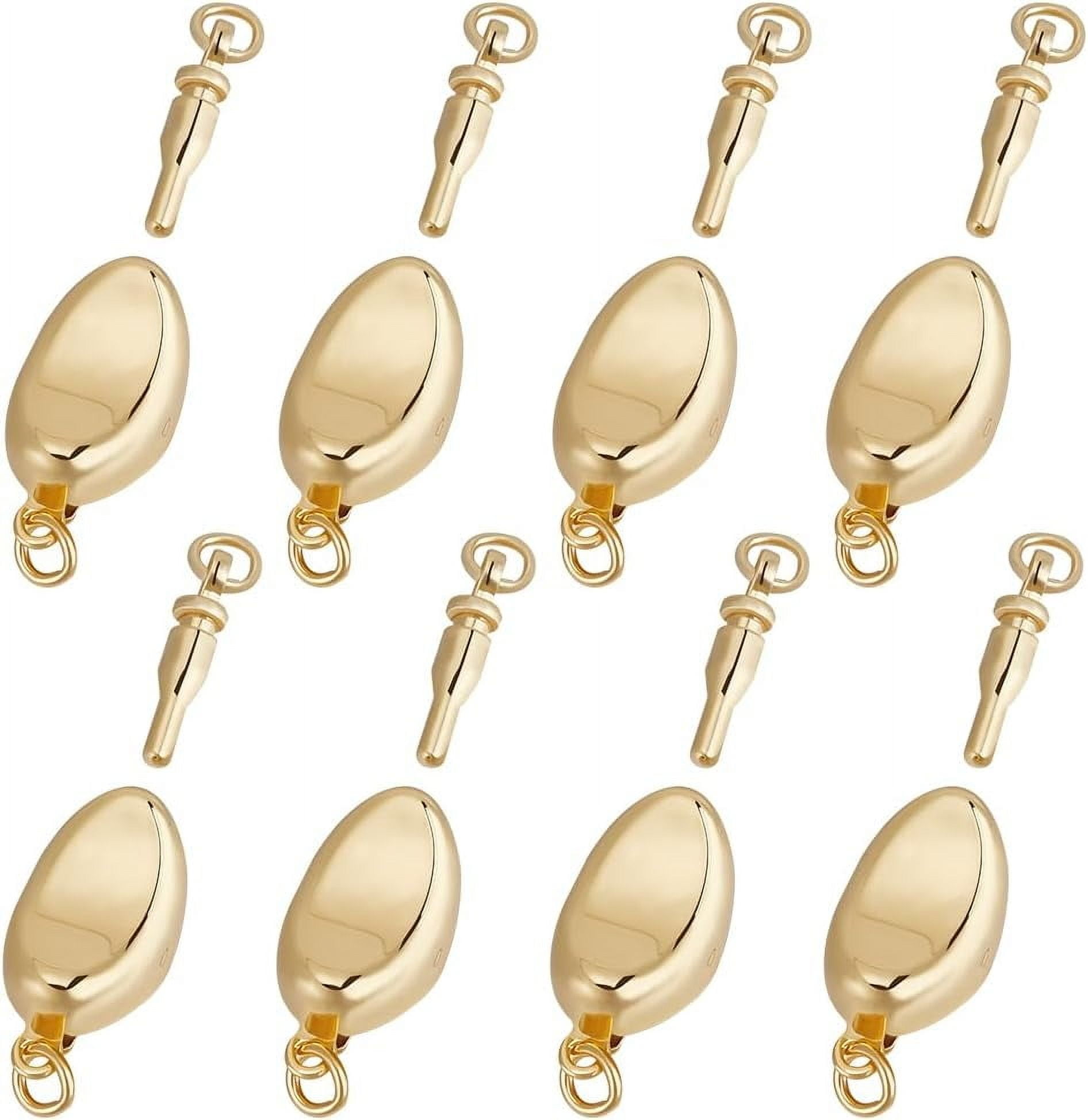 1 Box 12Pcs Box Clasps 18K Gold Plated Brass Oval Connector Clasps with ...