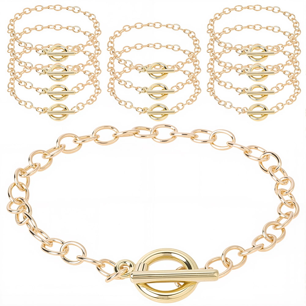 1 Box 12Pcs Bracelet Chains Toggle Clasp Link Bracelets Bulk Golden ...