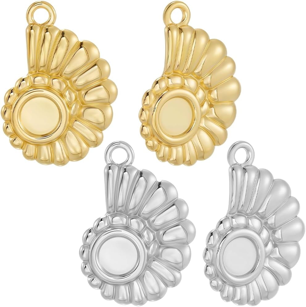 1 Box 12Pcs Conch Charms 18K Gold Plated 304 Stainless Steel Seashell ...