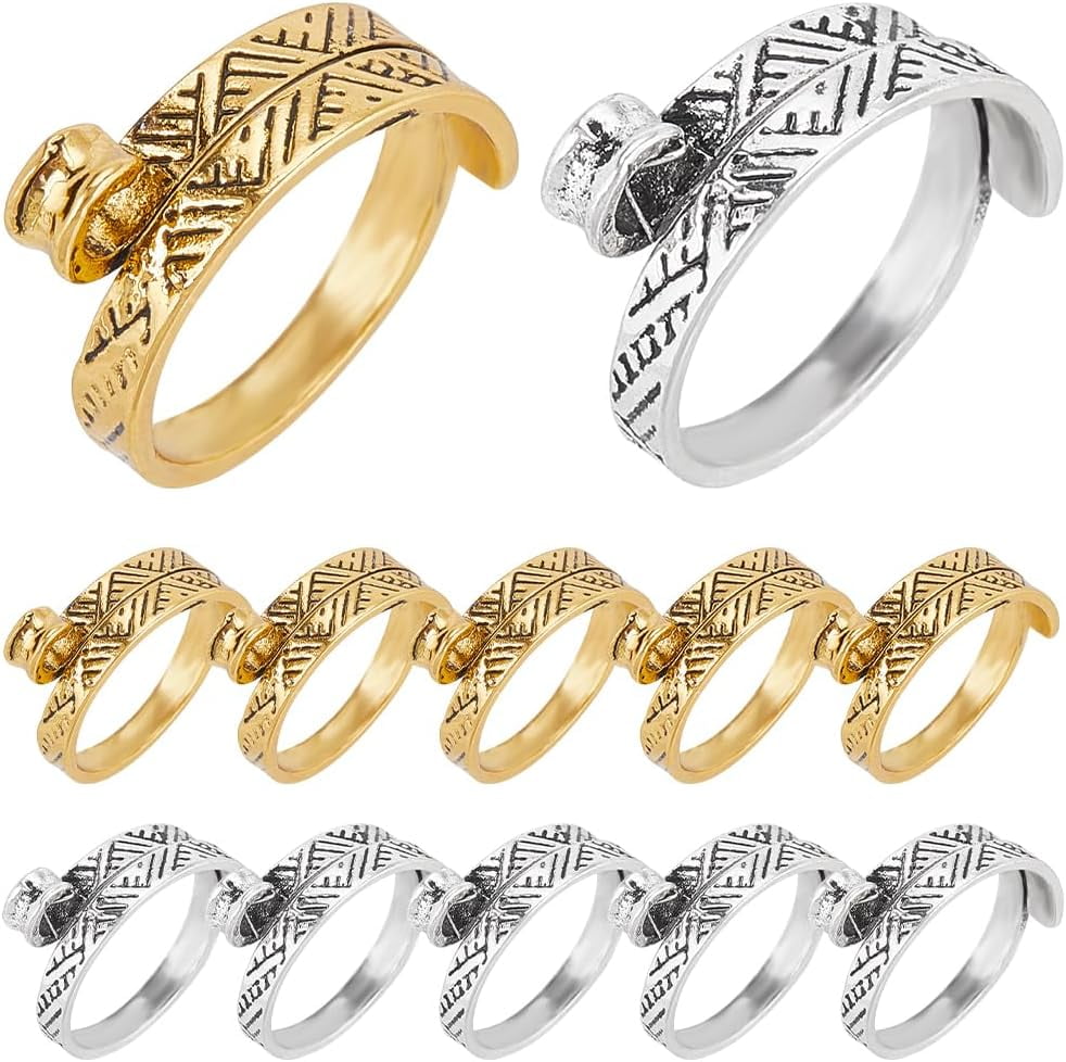 1 Box 12Pcs Crochet Ring Set Yarn Rings Knitting Rings Adjustable ...