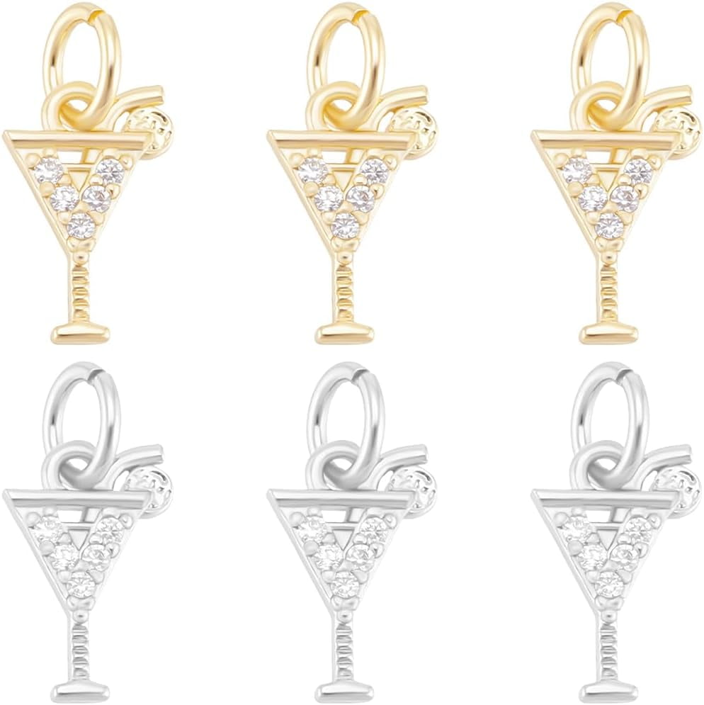 1 Box 12Pcs Cubic Zirconia Cocktail Charms 18K Gold Plated Platinum ...