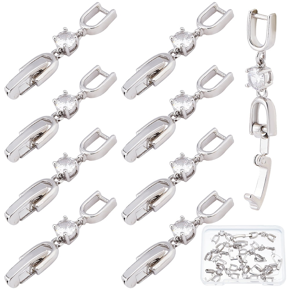 1 Box 12Pcs Cubic Zirconia Folder Over Clasps Brass Fold Over Clasp ...
