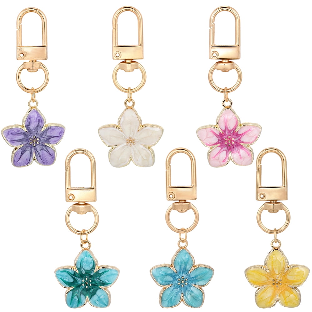 1 Box 12Pcs Flower Bag Charms Cute Flowers Keychain Bulk Small Enamel ...