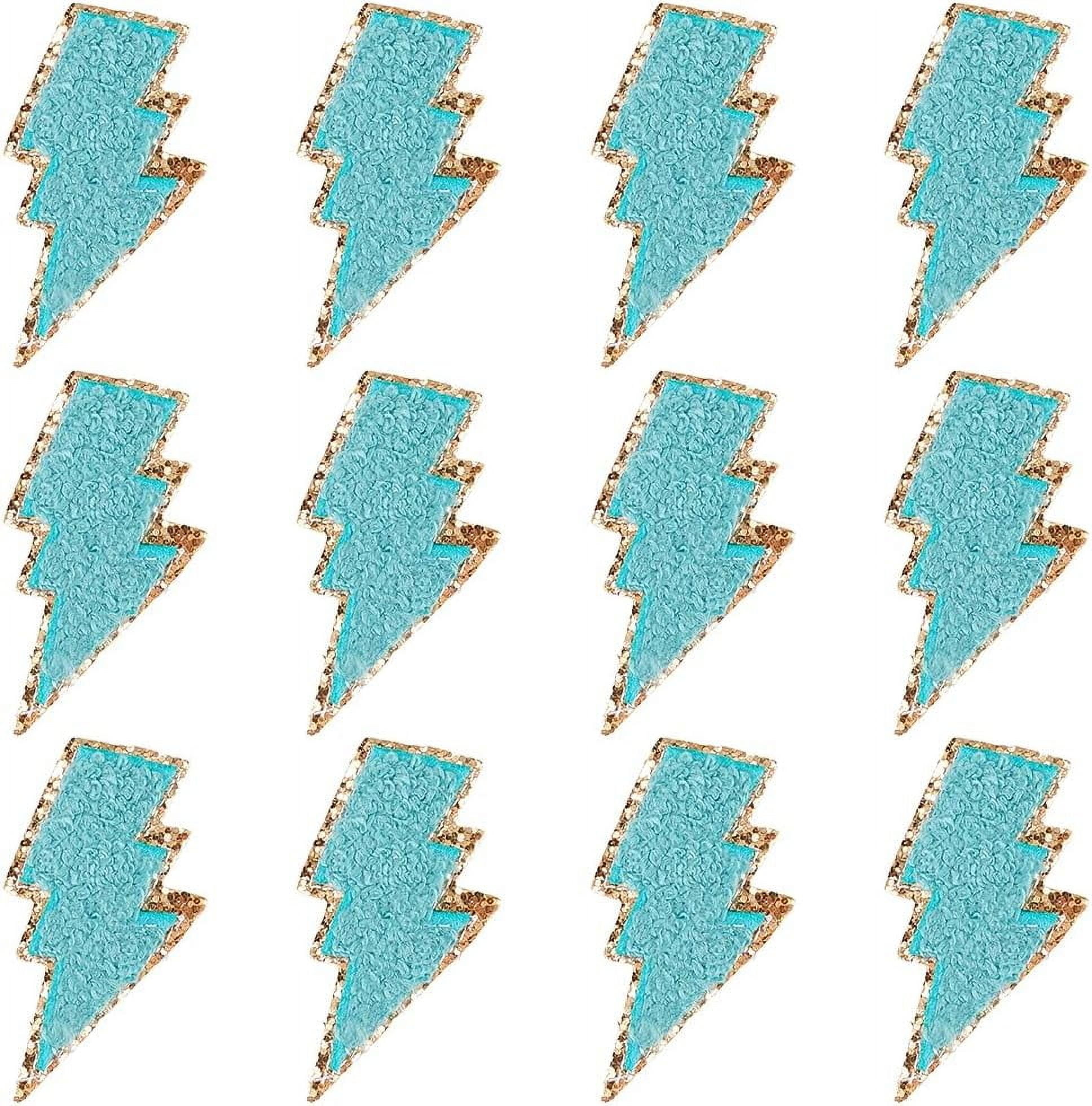1 Box 12Pcs Gold Edges Lightning Bolt Patch Weather Storm Cartoon Cloth ...
