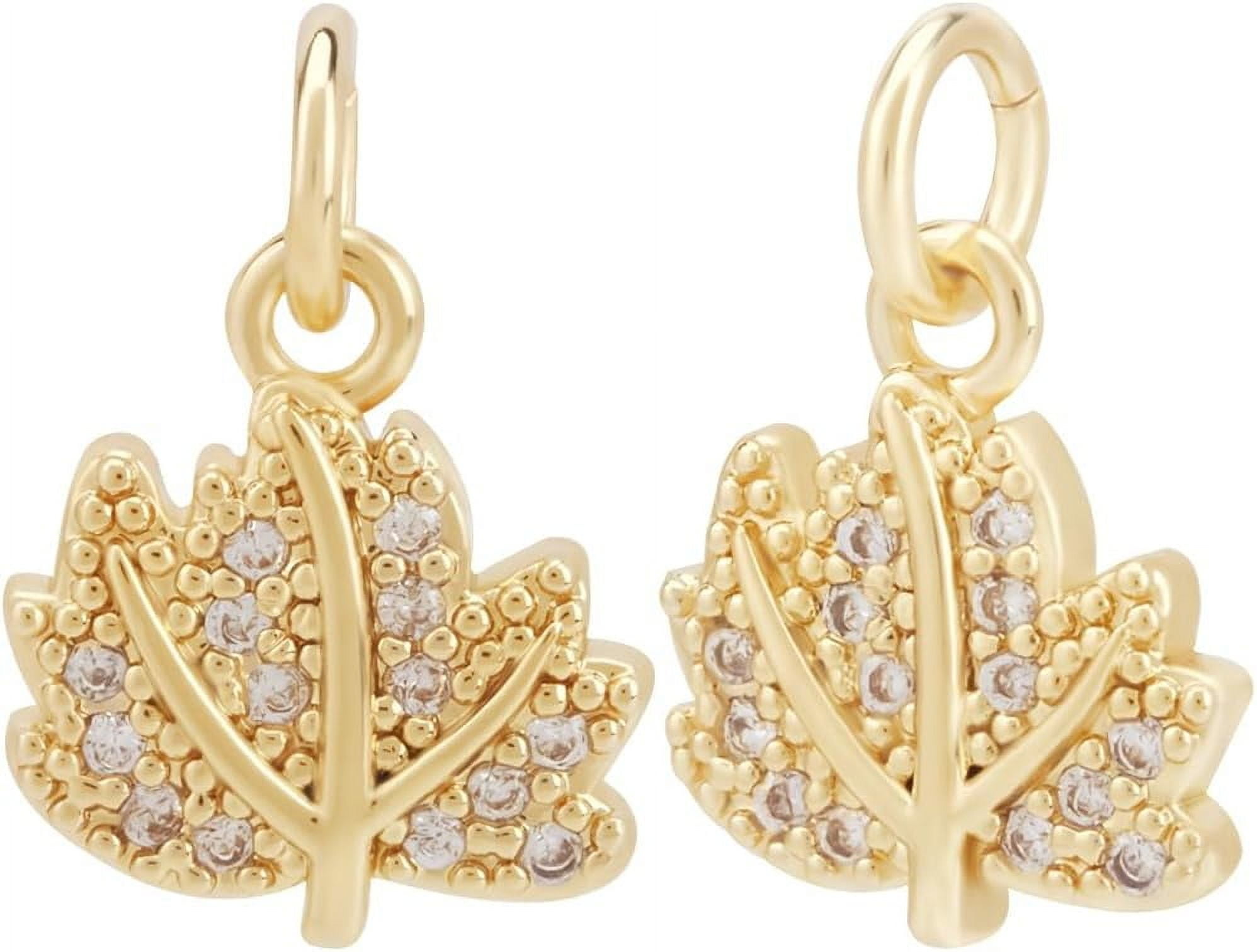 1 Box 12Pcs Maple Leaf Charms Real 18K Gold Plated Small Autumn Theme ...
