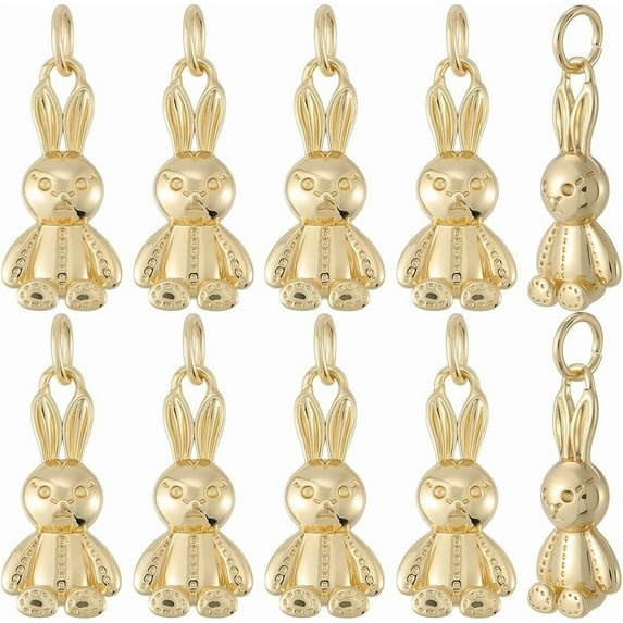 1 Box 12Pcs Real 18K Gold Plated Brass Rabbit Charms Bulk Small Gold ...