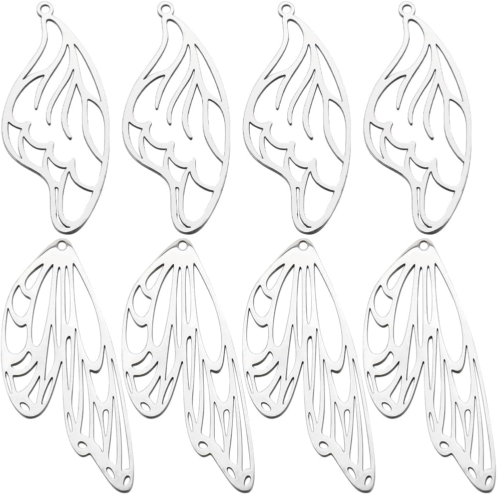 1 Box 12Pcs Stainless Steel Wing Charms Bulk Butterfly Wing Pendants ...