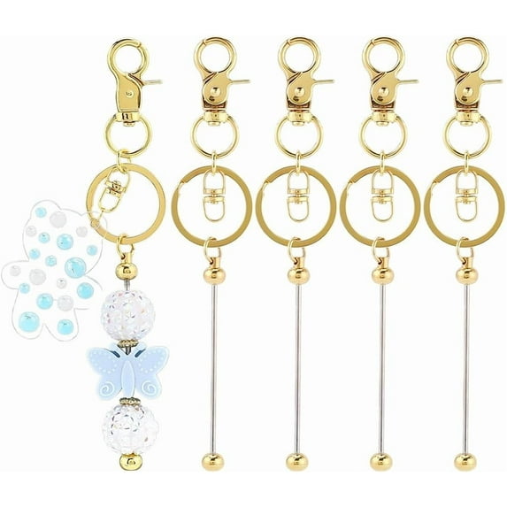 1 Box 12pcs 149mm Keychains Bars Gold Keychain Bar Metal Golden Alloy ...