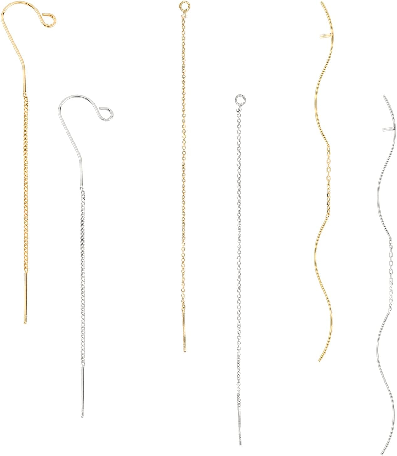 1 Box 12pcs 3 Styles Ear Threads 2 Colors Ear Threads Brass Dangle Drop ...