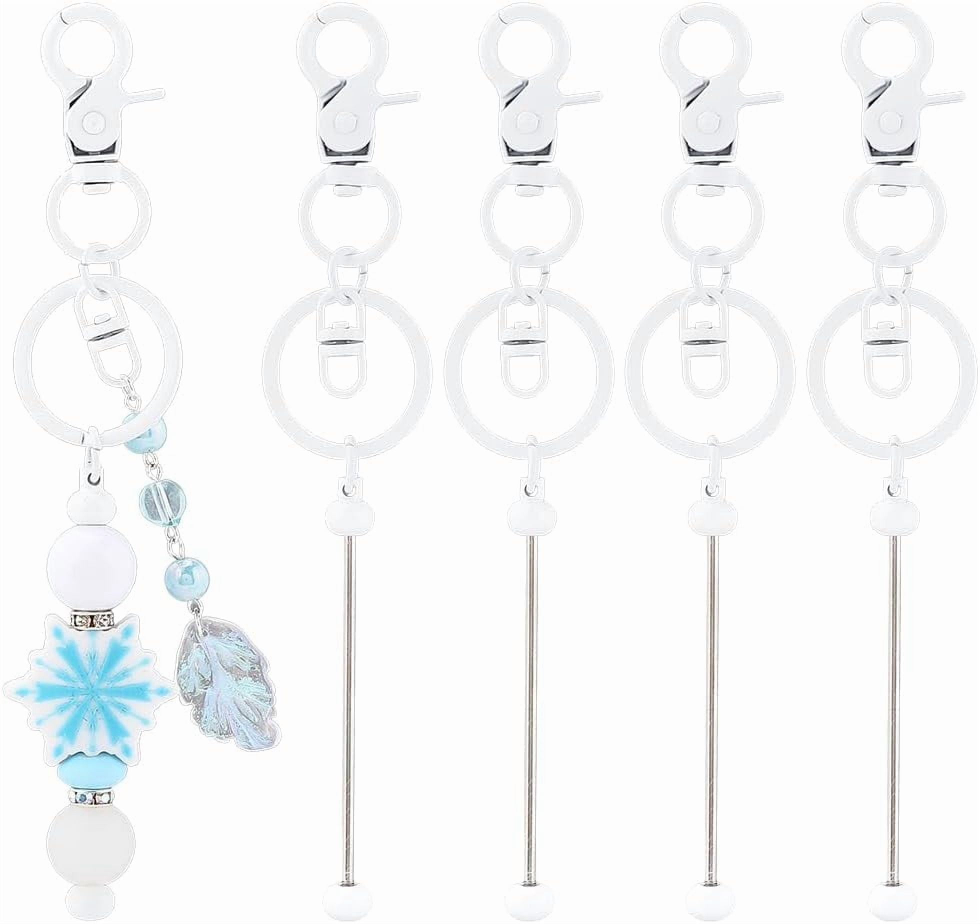 1 Box 12pcs 5.87in Metal Keychain Bar Beadable Keychain Kit Silver ...