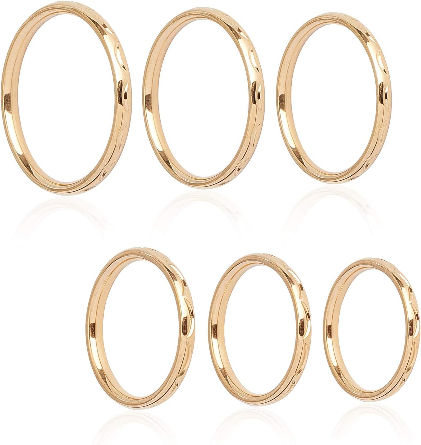 1 Box 12pcs Size 4/5/6/7/8/9 Golden Finger Ring Stainless Steel Thin ...