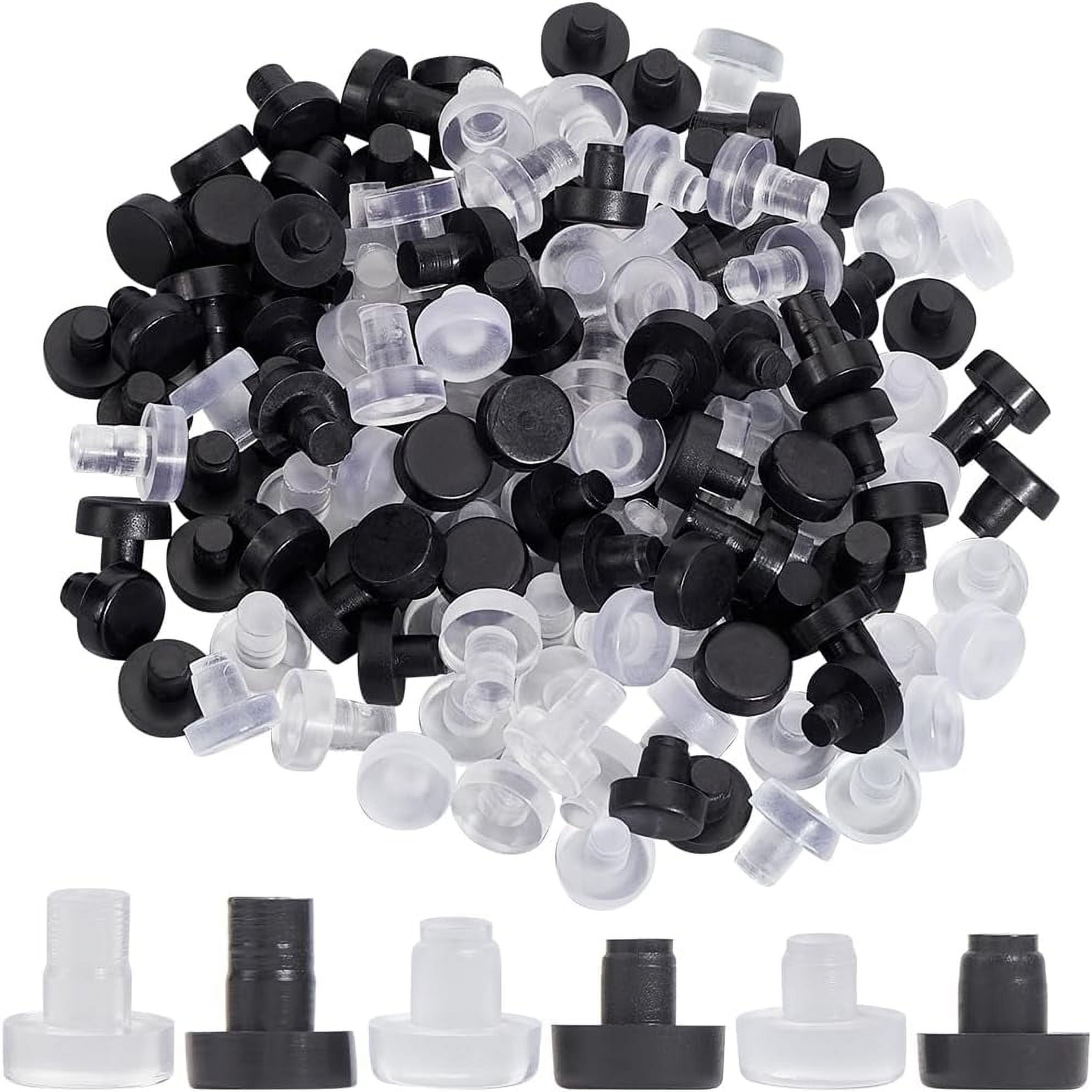 1 Box 144Pcs 6 Styles Glass Top Table Bumpers with Stem Glides Black ...