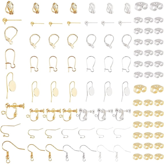 1 Box 148Pcs 18 Styles DIY Earring Making Findings Kit Clip-on Earring ...