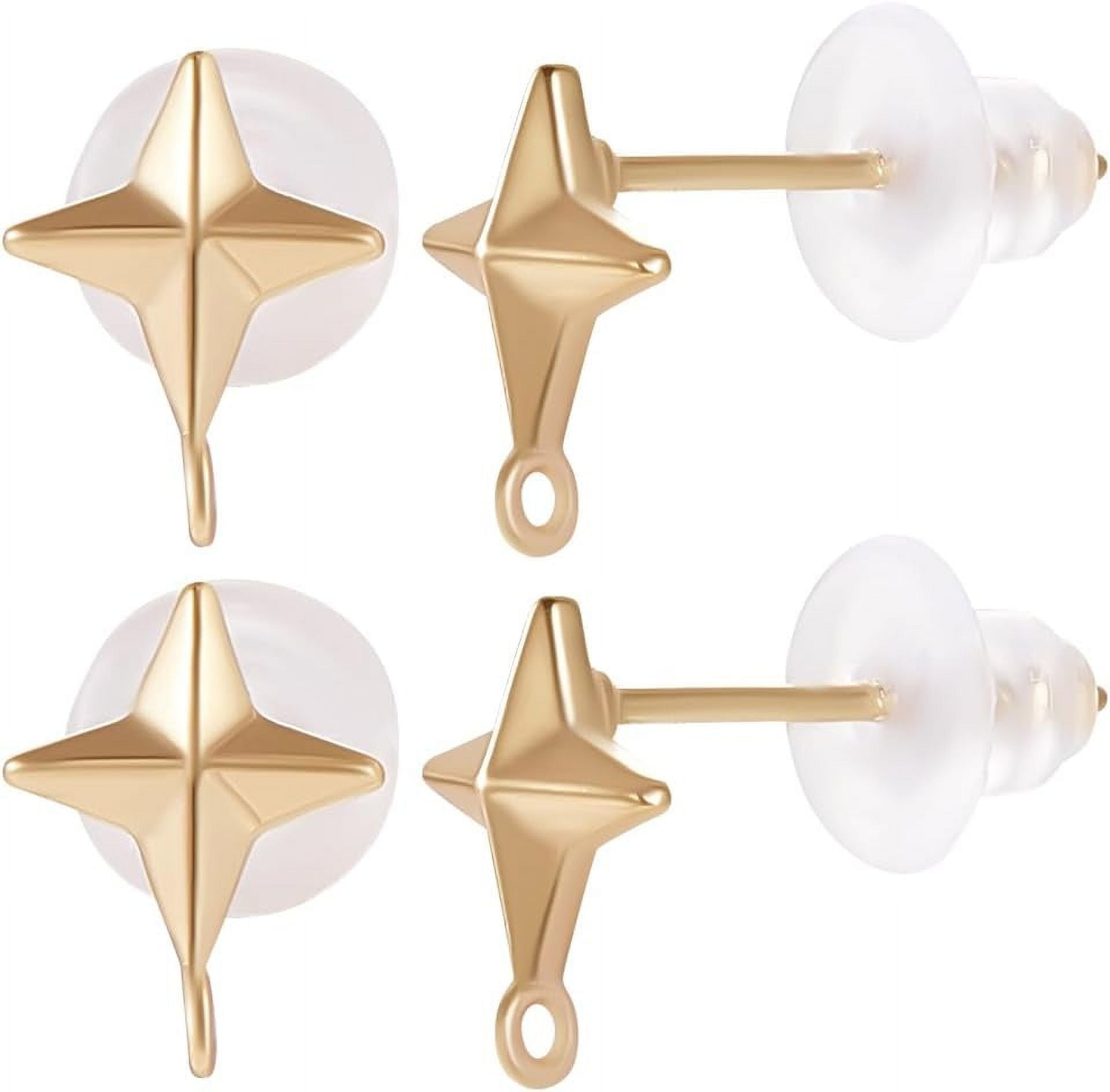 1 Box 14Pcs Stud Earring Posts 18K Gold Plated Star Celestial Stud ...