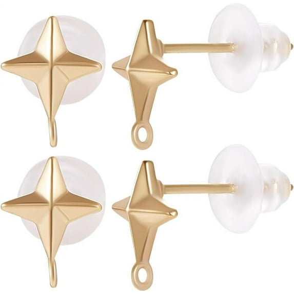 1 Box 14Pcs Stud Earring Posts 18K Gold Plated Star Celestial Stud ...
